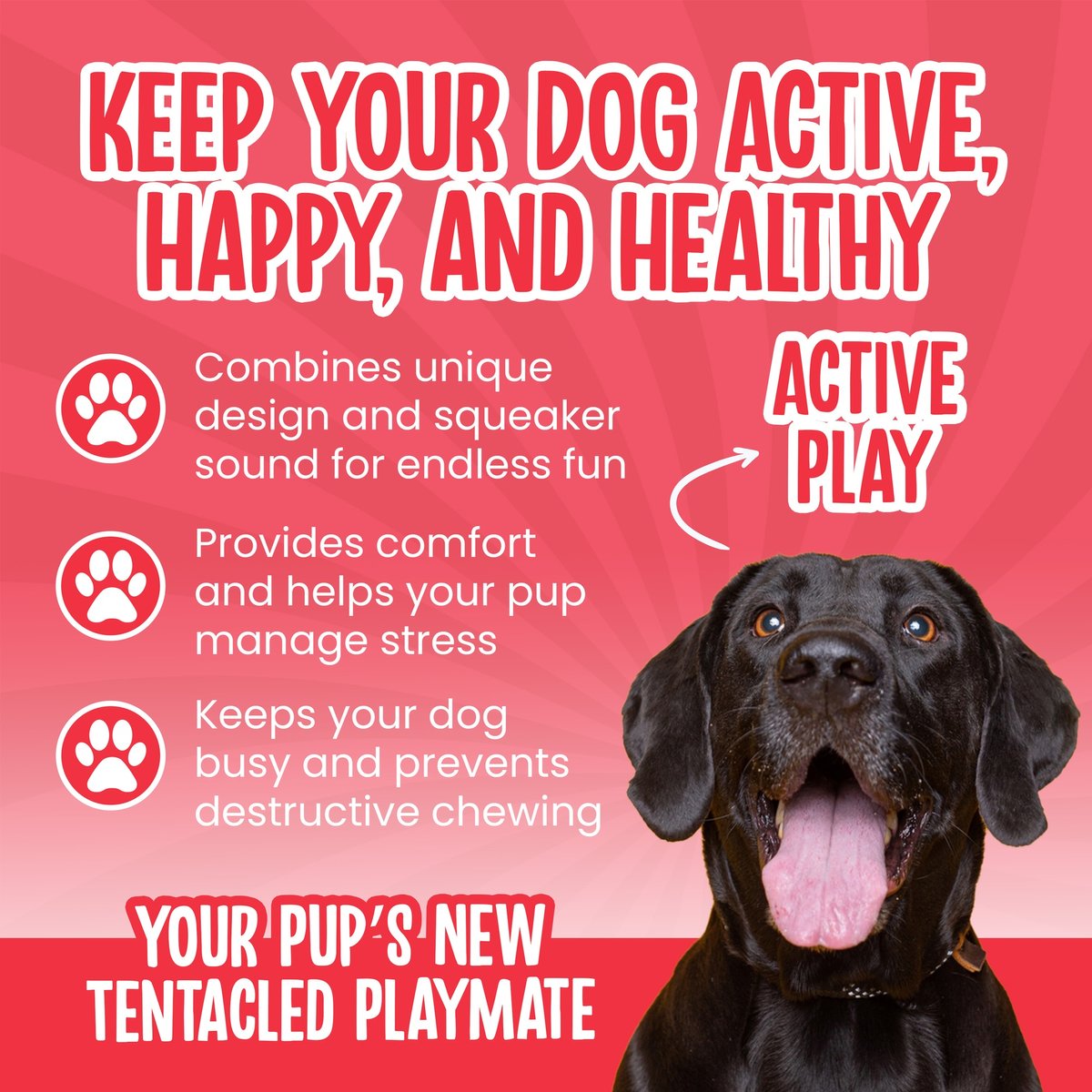 SCOOCHIE PET Premium Stuffed Latex Odd Octopus Dog Chew Toy, 6.5-in ...