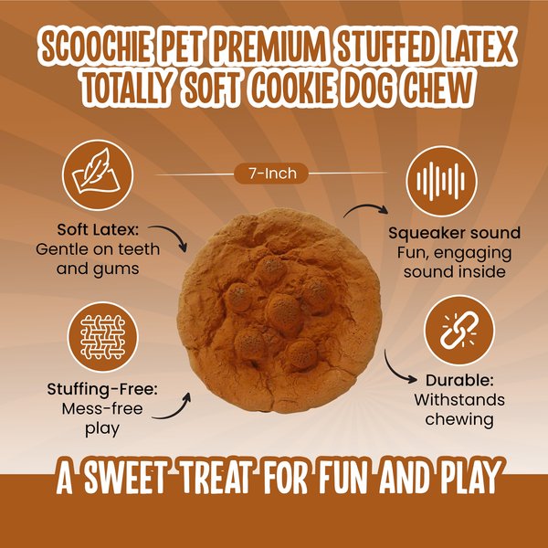 SCOOCHIE PET Premium Stuffed Latex Totally Soft Cookie Dog Chew Toy, 7 ...
