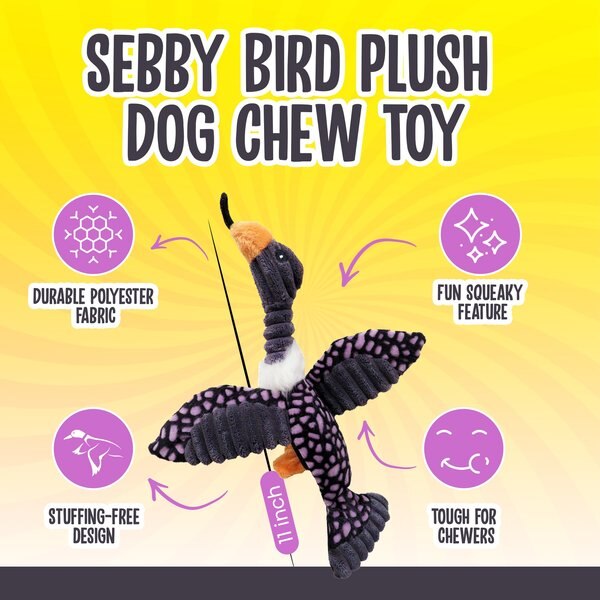 SCOOCHIE PET Sebby Bird Squeaky Plush Dog Chew Toy, 11-in - Chewy.com
