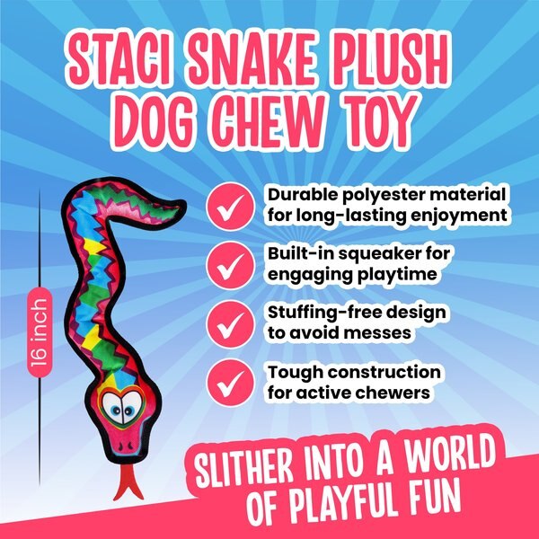 SCOOCHIE PET Staci Snake Squeaky Plush Dog Chew Toy, 16-in - Chewy.com