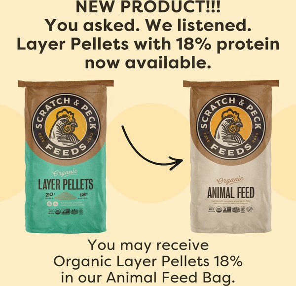 SCRATCH AND PECK FEEDS Organic 18% Protein Layer Pellets Chicken & Duck ...