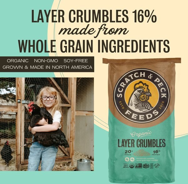 SCRATCH AND PECK FEEDS Organic Chicken & Duck Feed 16% Layer Crumbles ...