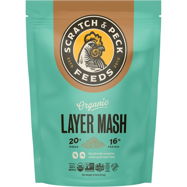 SCRATCH AND PECK FEEDS Organic Chicken & Duck Feed 16% Layer Mash, 10 ...