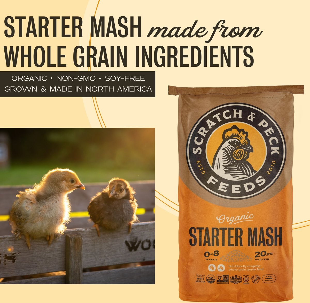 SCRATCH AND PECK FEEDS Organic Chicken & Duck Feed 20.5% Starter Mash ...