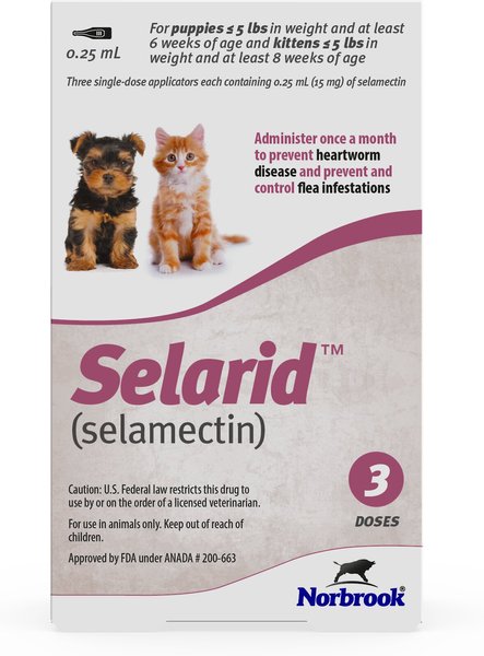 SELARID Topical Solution for Puppies & Kittens, 0-5 lbs, (Mauve Box ...
