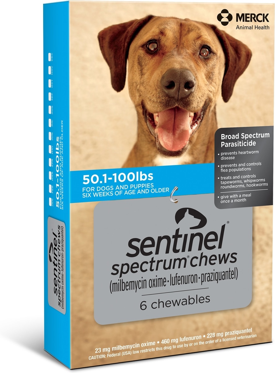 SENTINEL SPECTRUM Chew for Dogs, 50.1-100 lbs, (Blue Box) - Easy ...