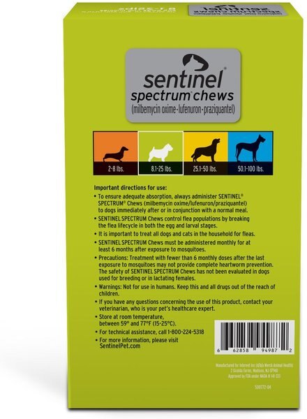 SENTINEL SPECTRUM Chew for Dogs, 8.1-25 lbs, (Green Box) - Easy Refills ...