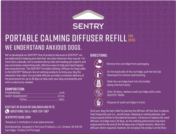 SENTRY Behavior Portable Calming Diffuser Refill for Dogs, 2 count ...