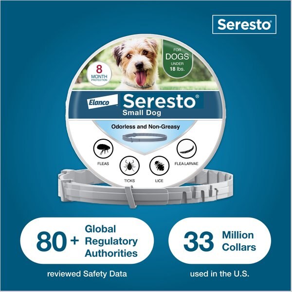 SERESTO Flea & Tick Collar for Dogs, up to 18-lbs, 1 Collar (8-mos ...