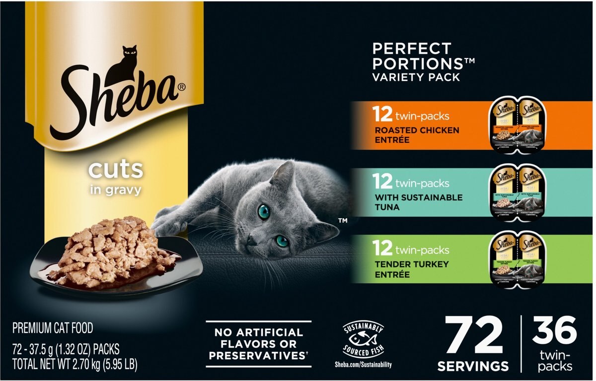 SHEBA Perfect Portions Chicken, Tuna & Turkey Variety Pack Grain-Free ...
