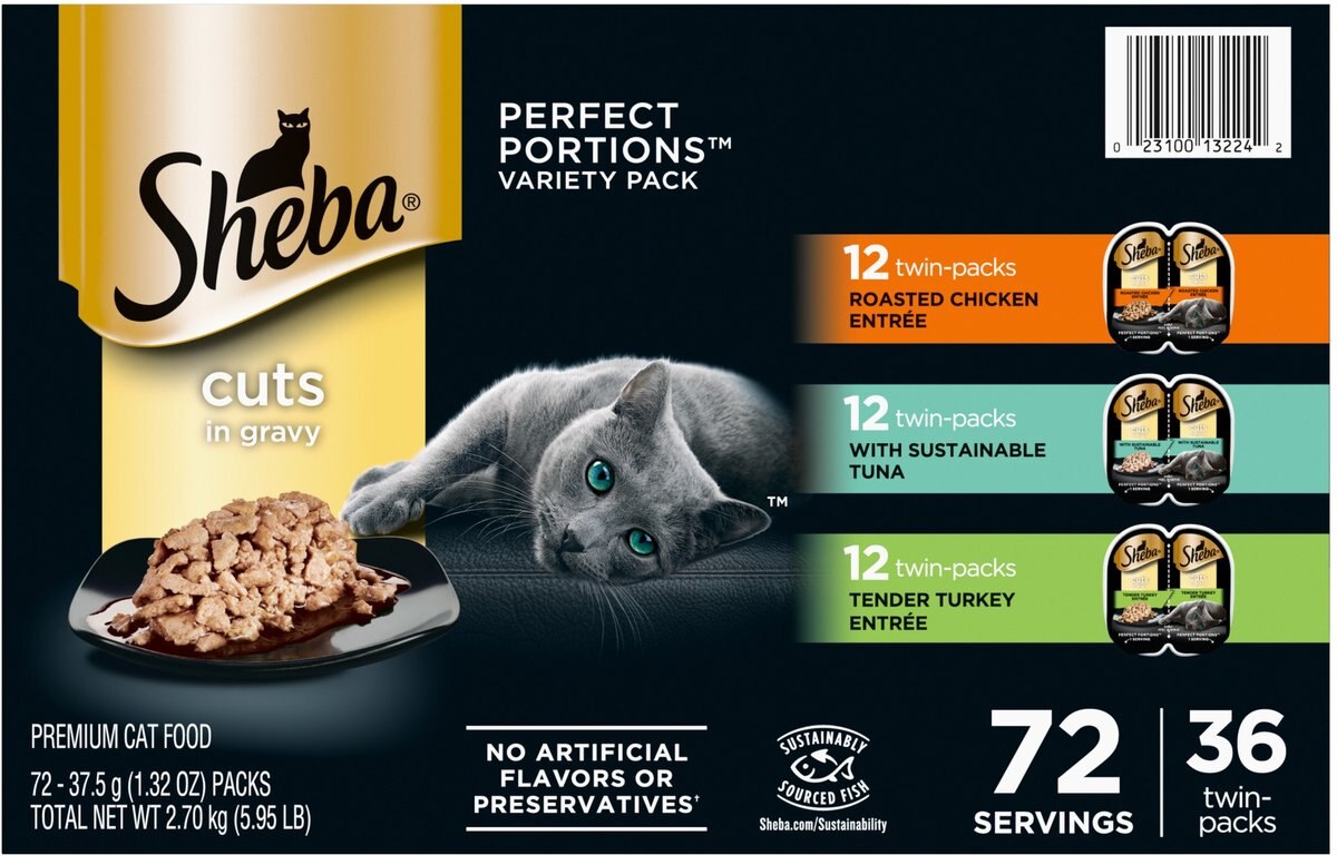 SHEBA Perfect Portions Chicken, Tuna & Turkey Variety Pack Grain-Free ...