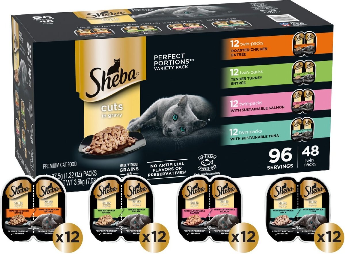 SHEBA Perfect Portions Chicken, Turkey, Tuna & Salmon Variety Pack ...