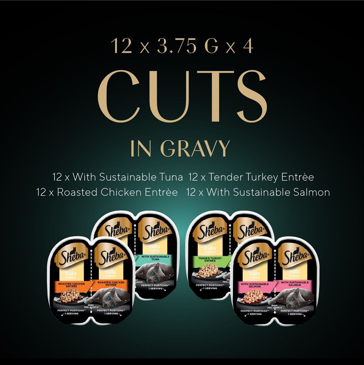 SHEBA Perfect Portions Chicken, Turkey, Tuna & Salmon Variety Pack ...