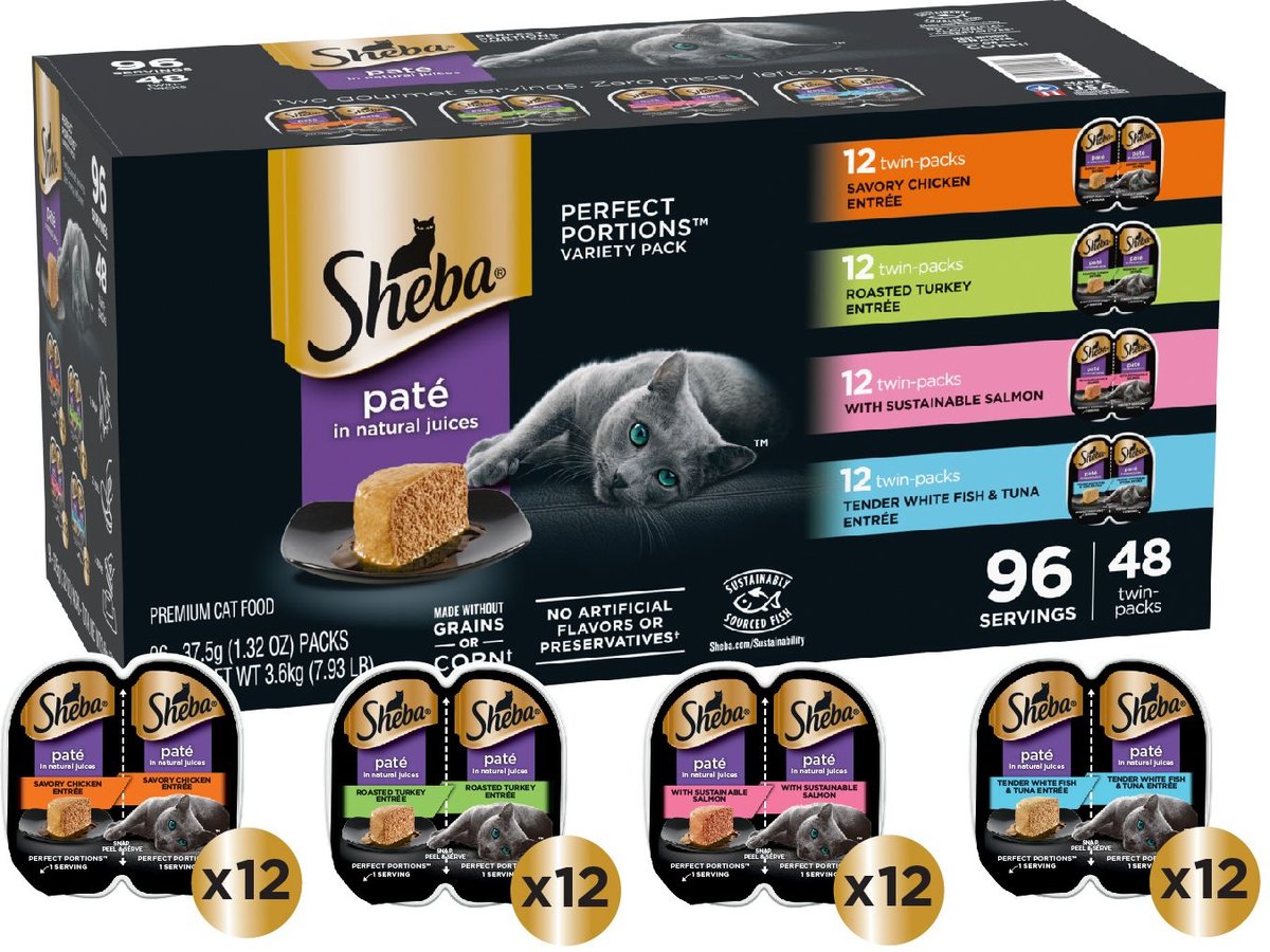 SHEBA Perfect Portions Chicken, Turkey, Tuna & Salmon Variety Pack ...