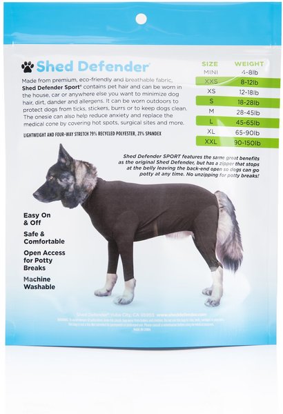 SHED DEFENDER Sport Dog Onesie, Black, Giant - Chewy.com