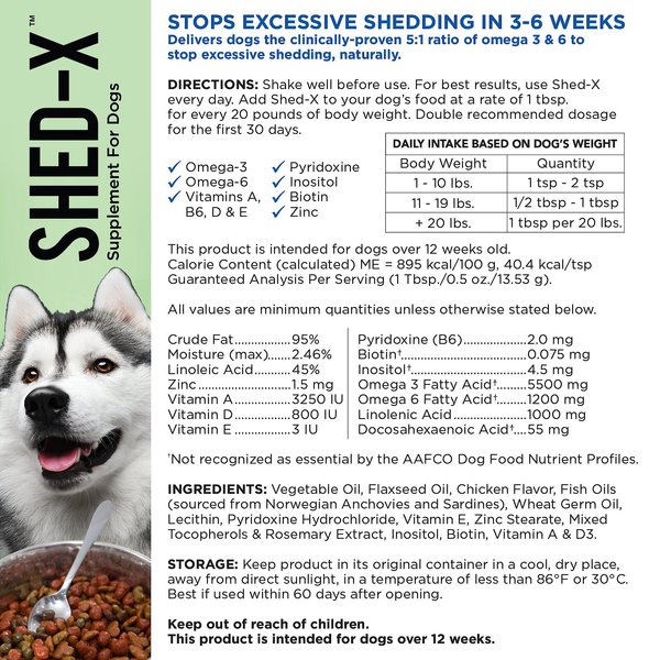 SHED-X Dermaplex Shed Control Nutritional Supplement for Dogs, 32-fl oz ...