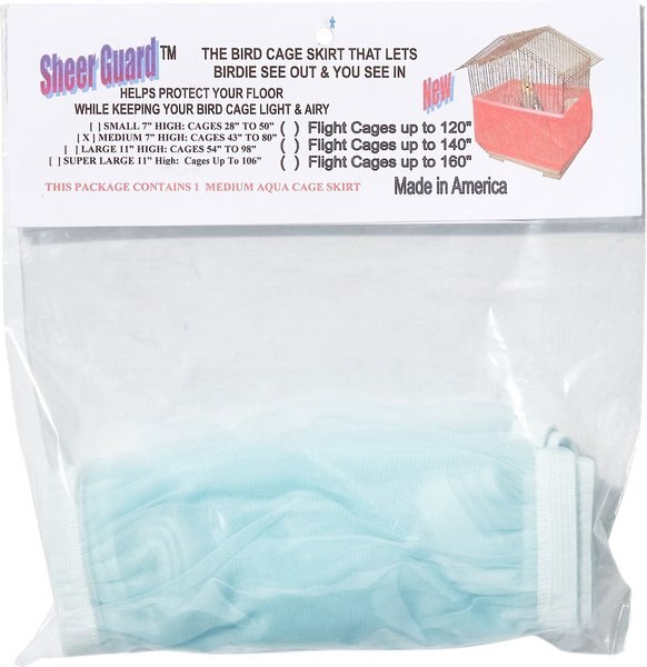 SHEER GUARD Bird Cage Skirt, Aqua, Medium - Chewy.com