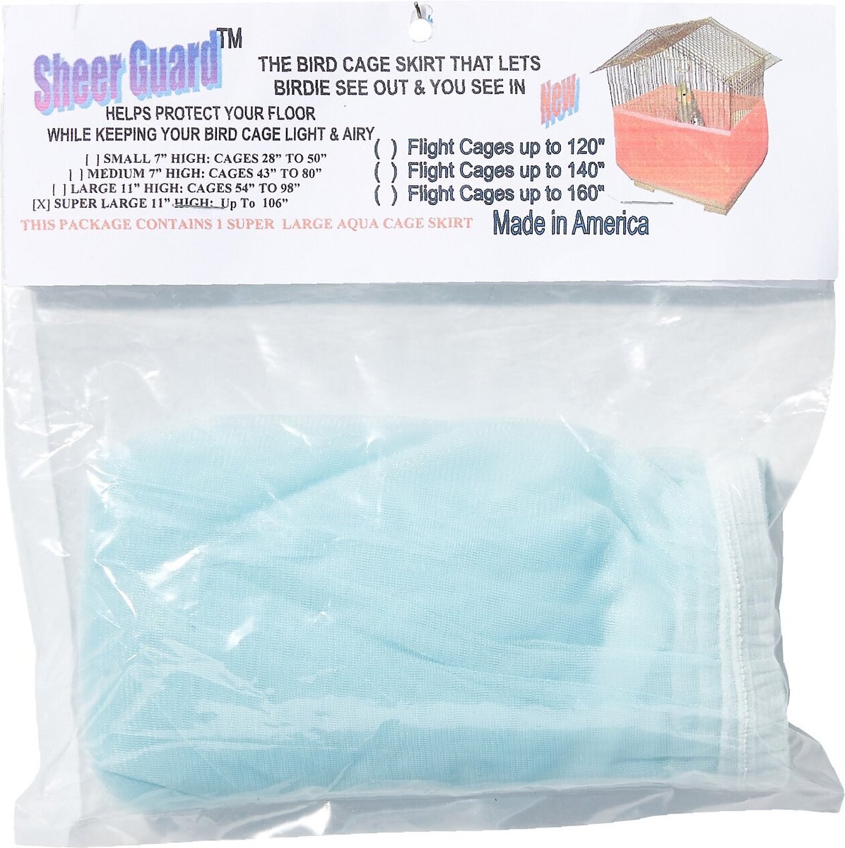 SHEER GUARD Bird Cage Skirt, Aqua, X-Large - Chewy.com