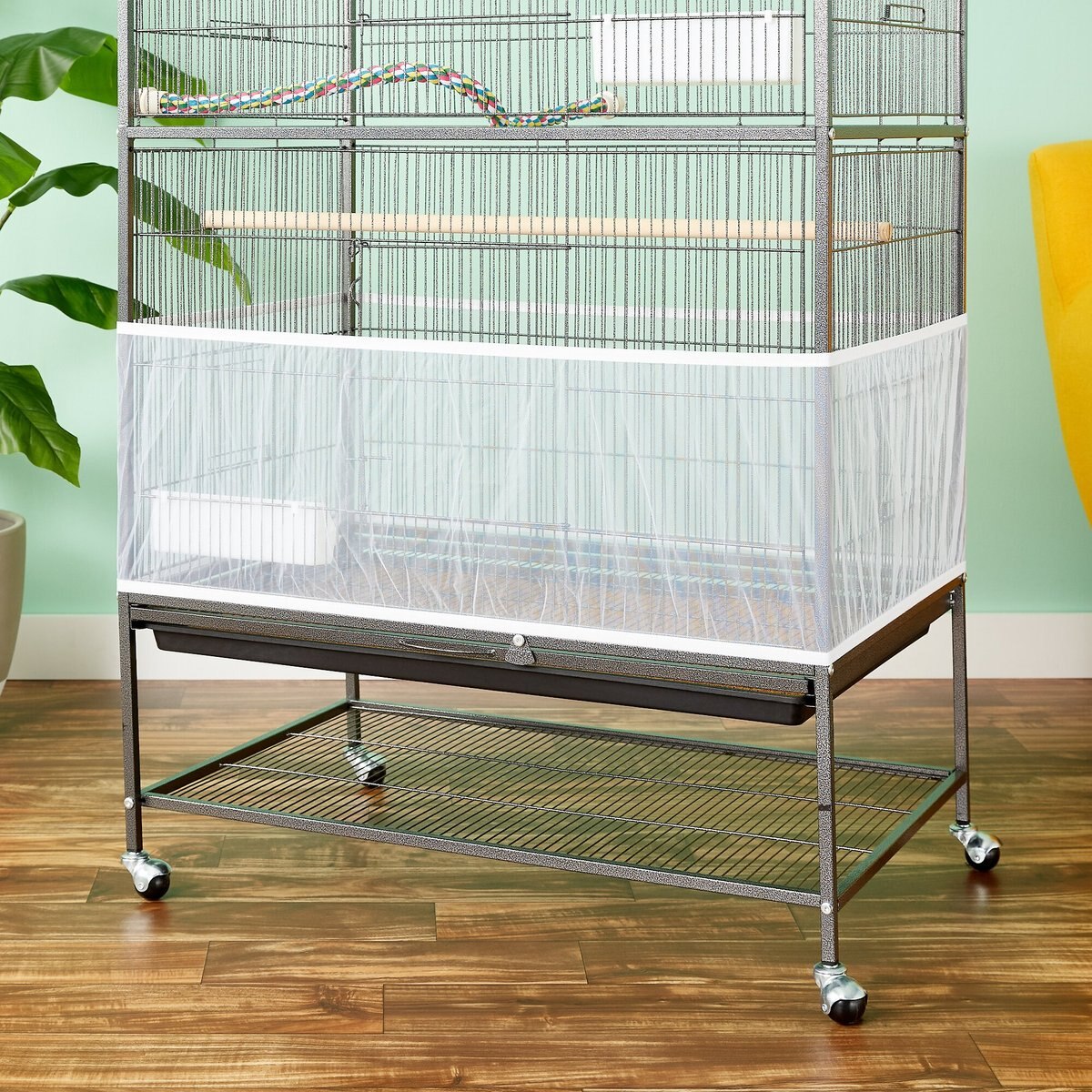 SHEER GUARD Bird Cage Skirt, Aqua, X-Large - Chewy.com