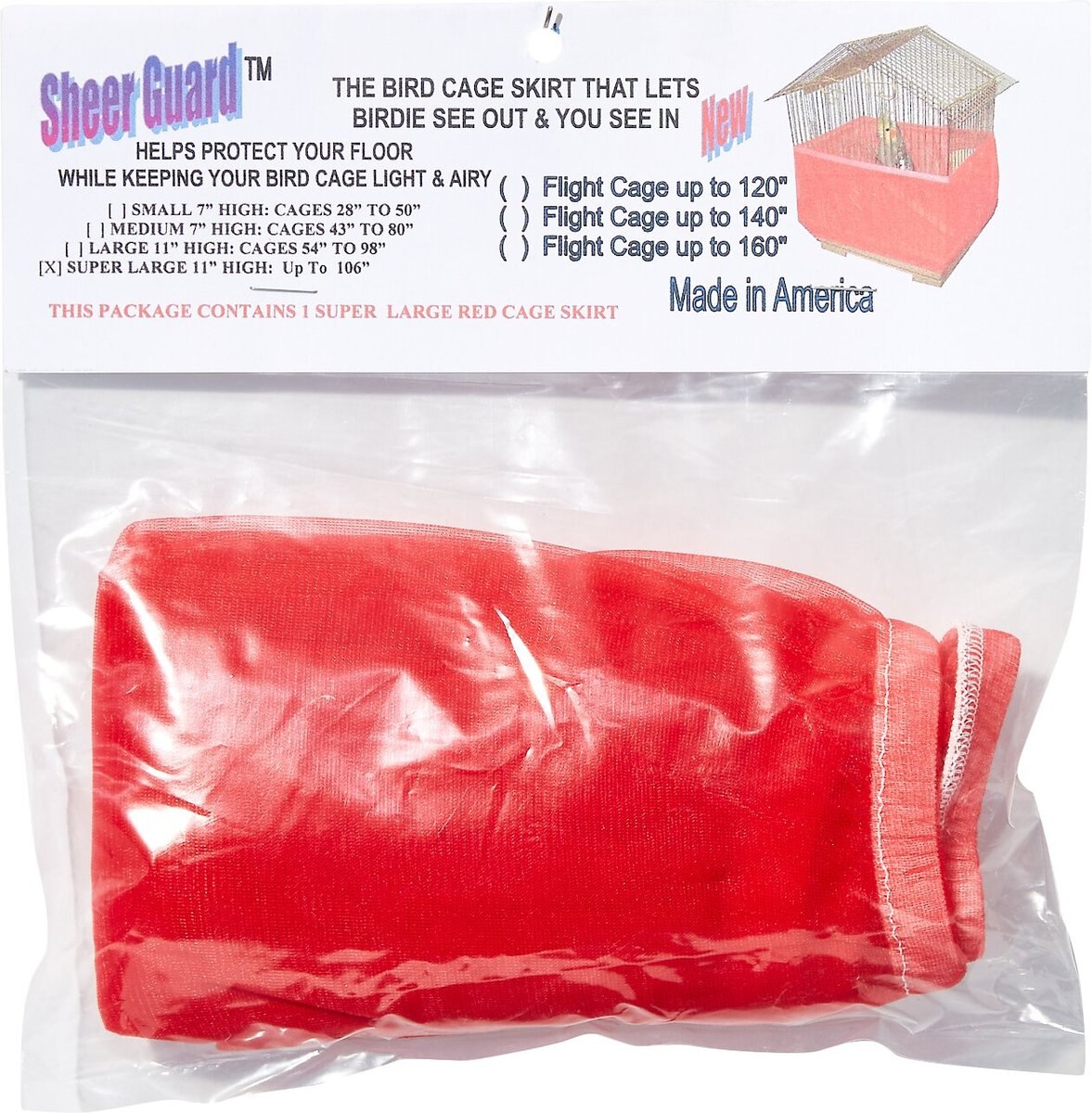 SHEER GUARD Bird Cage Skirt, Red, X-Large - Chewy.com