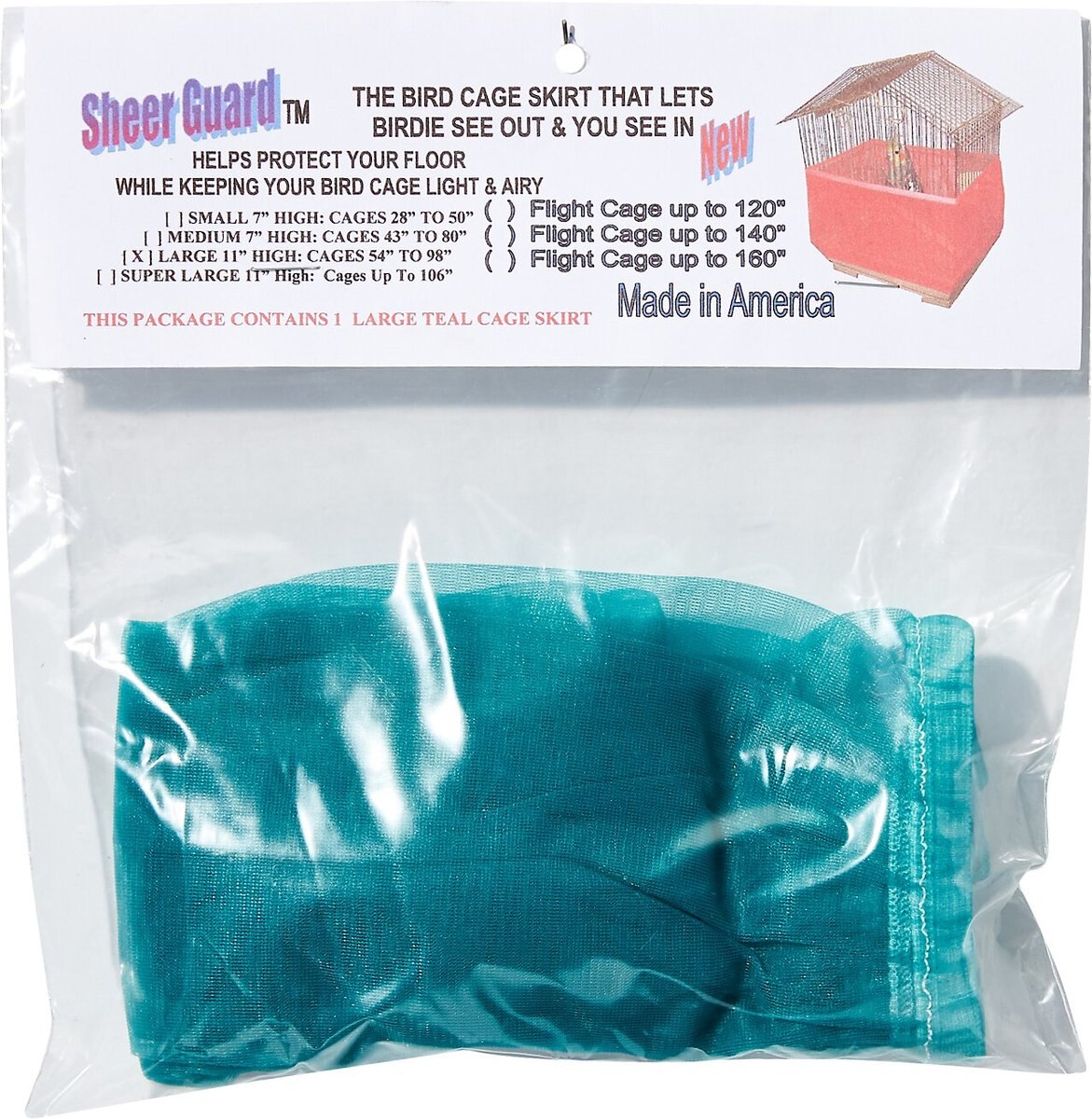 SHEER GUARD Bird Cage Skirt, Teal, Large - Chewy.com