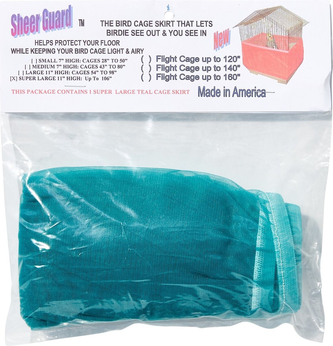 SHEER GUARD Bird Cage Skirt, Teal, X-Large - Chewy.com