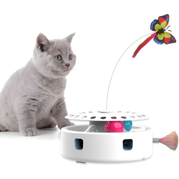 SHELE 3 in 1 Smart Interactive Ball Cat Toy, White, Small - Chewy.com