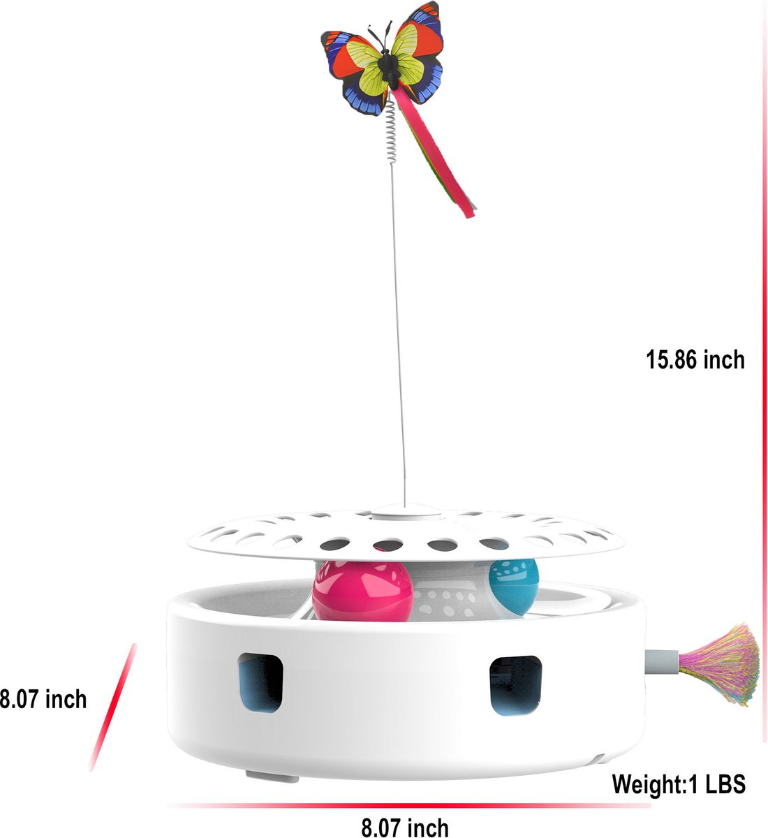 SHELE 3 in 1 Smart Interactive Ball Cat Toy, White, Small - Chewy.com