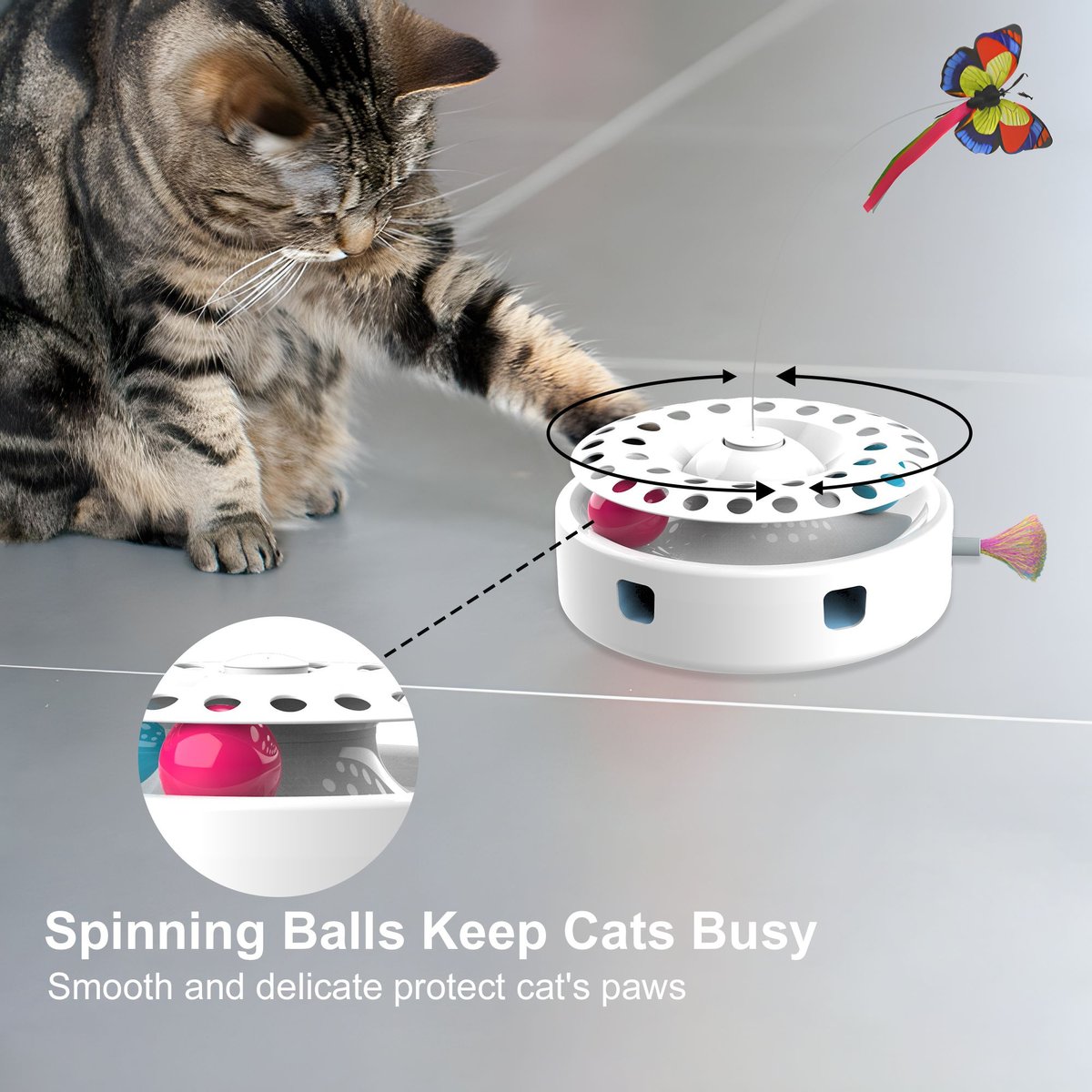 SHELE 3 in 1 Smart Interactive Ball Cat Toy, White, Small - Chewy.com