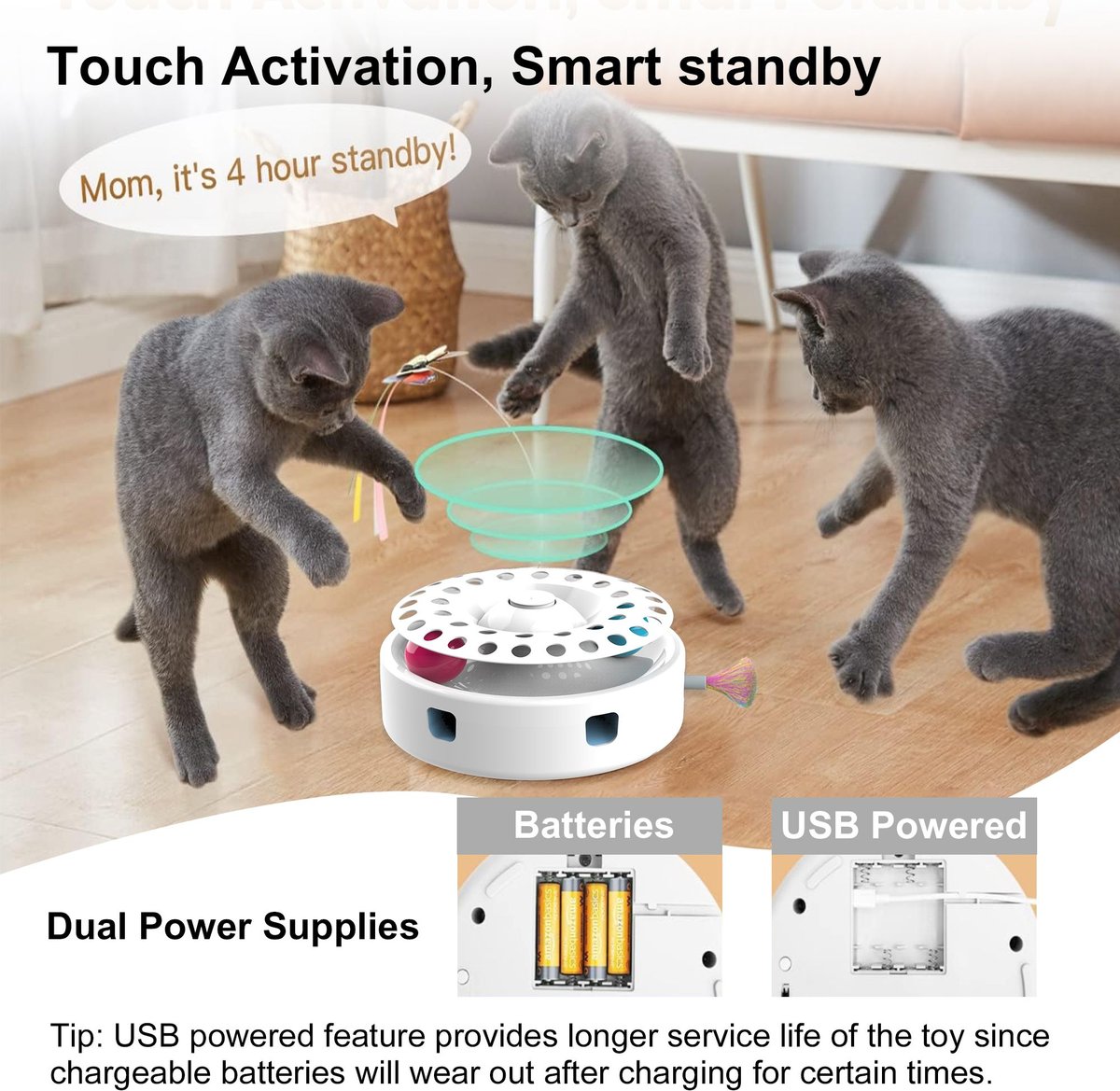 SHELE 3 in 1 Smart Interactive Ball Cat Toy, White, Small - Chewy.com