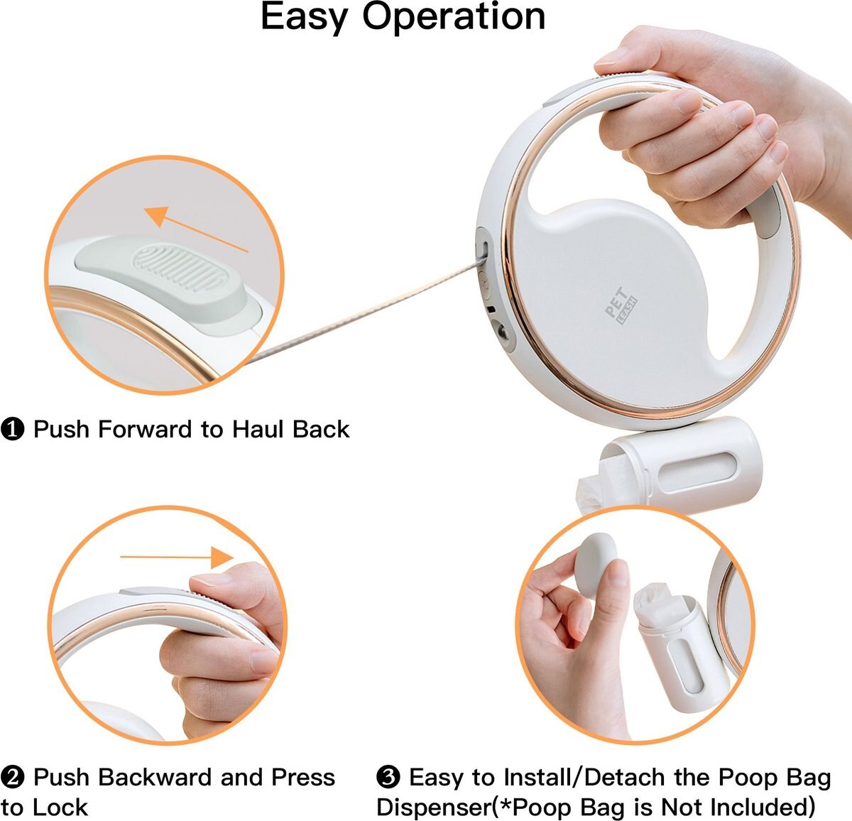 SHELE Retractable Anti-Slip Handle & LED Light Nylon Telescopic ...