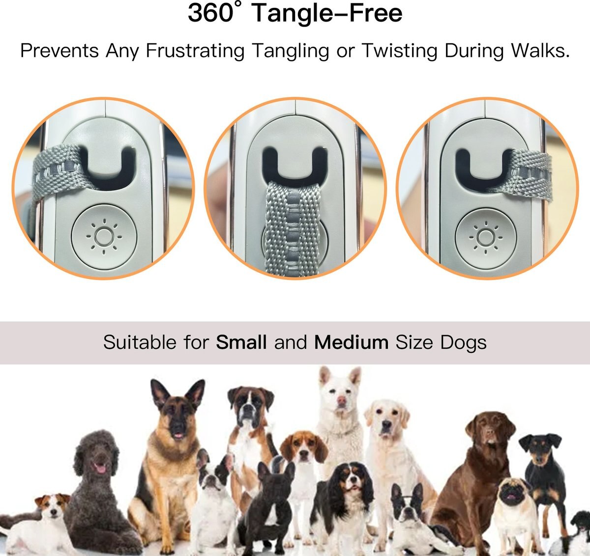 SHELE Retractable Anti-Slip Handle & LED Light Nylon Telescopic ...