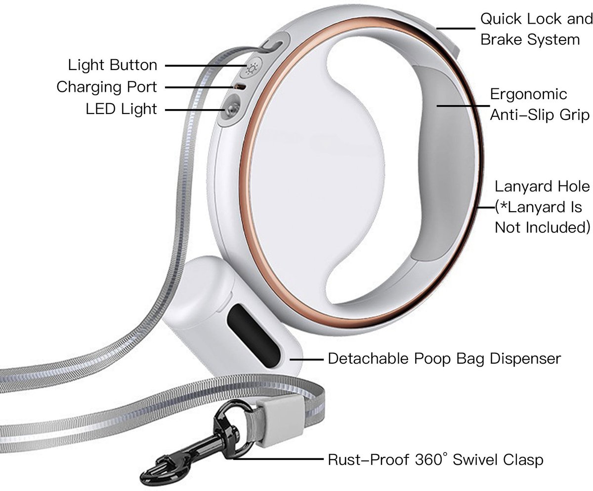 SHELE Retractable Anti-Slip Handle & LED Light Nylon Telescopic ...