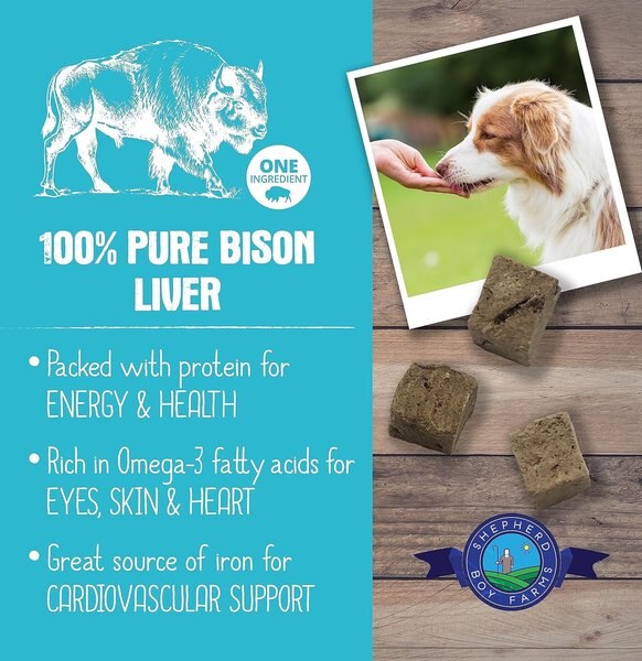 SHEPHERD BOY FARMS Bison Liver Freeze-Dried Dog & Cat Treats, 8-oz bag - Chewy.com
