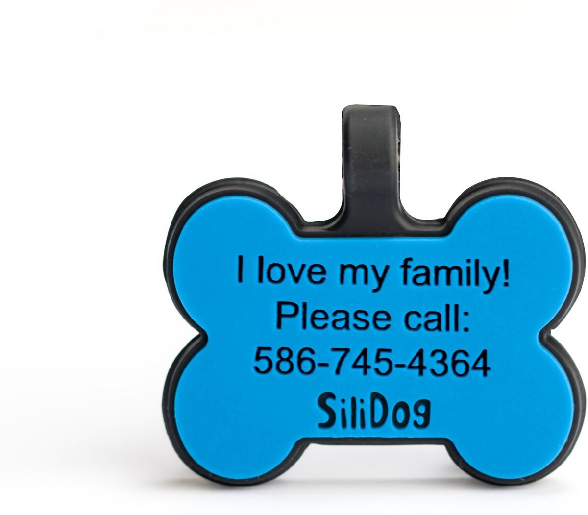 SILIDOG The Silent Dog Tag Silicone Bone Personalized Dog ID Tag, Blue ...