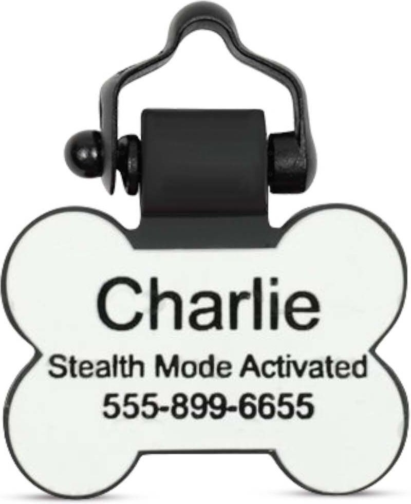 SILIDOG The Silent Dog Tag Silicone Bone Personalized Dog ID Tag, White ...