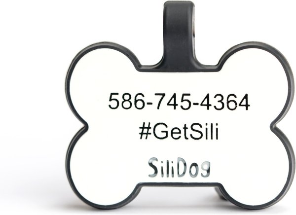 SILIDOG The Silent Dog Tag Silicone Bone Personalized Dog ID Tag, White ...