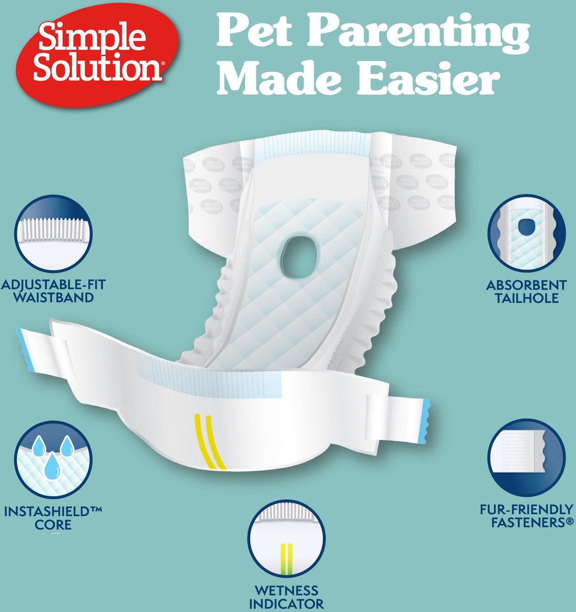 SIMPLE SOLUTION Disposable Female Dog Diapers, Medium: 15 to 23-in ...
