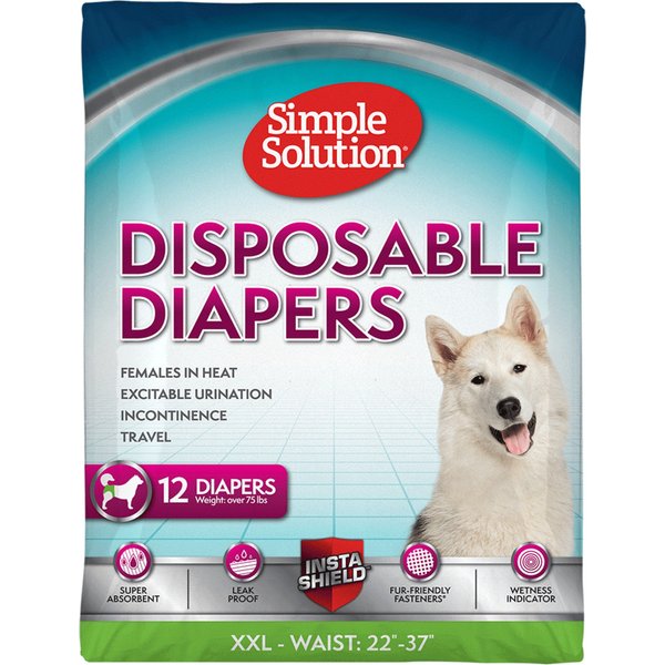 SIMPLE SOLUTION Disposable Female Dog Diapers, XX-Large: 22 to 37-in ...