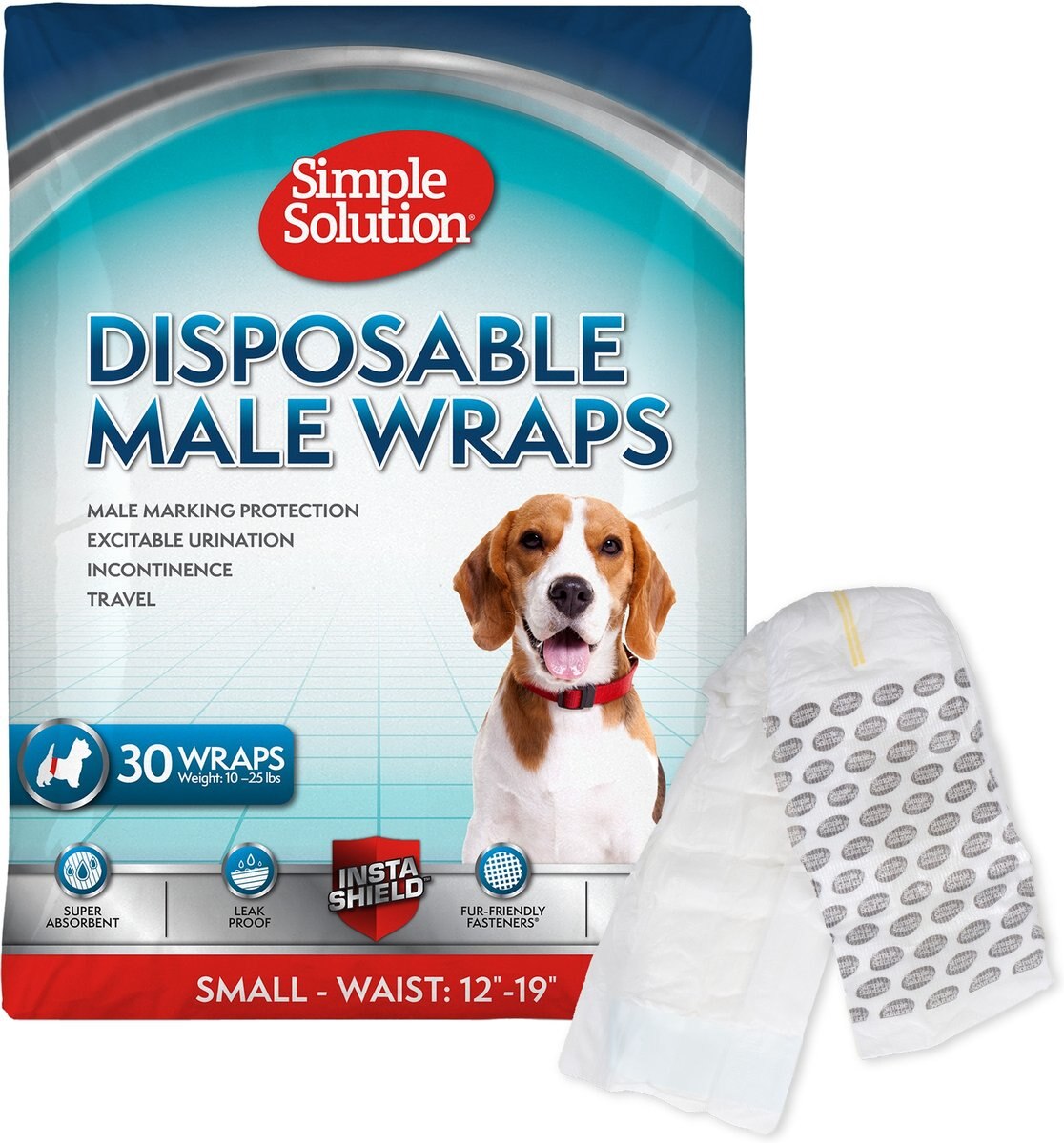 SIMPLE SOLUTION Disposable Male Dog Wrap, Small: 12 to 19-in waist, 30 ...