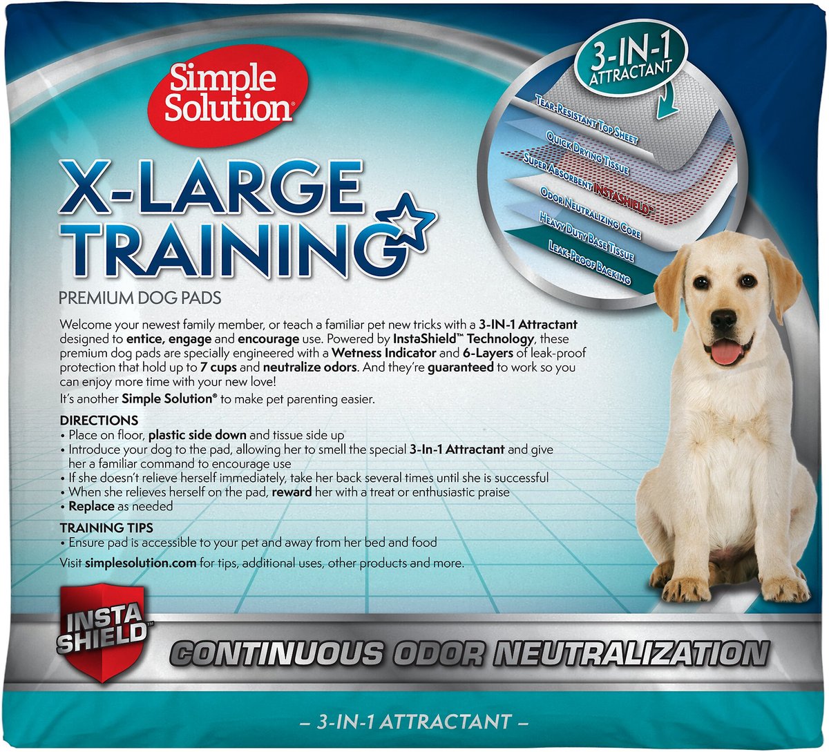 SIMPLE SOLUTION Extra Large Training Pads, 28" x 30", 50 count - Chewy.com
