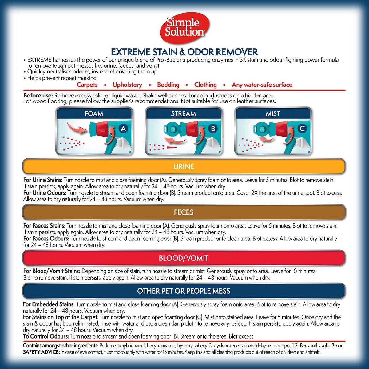 SIMPLE SOLUTION Extreme Stain & Odor Remover, 32-fl oz bottle - Chewy.com