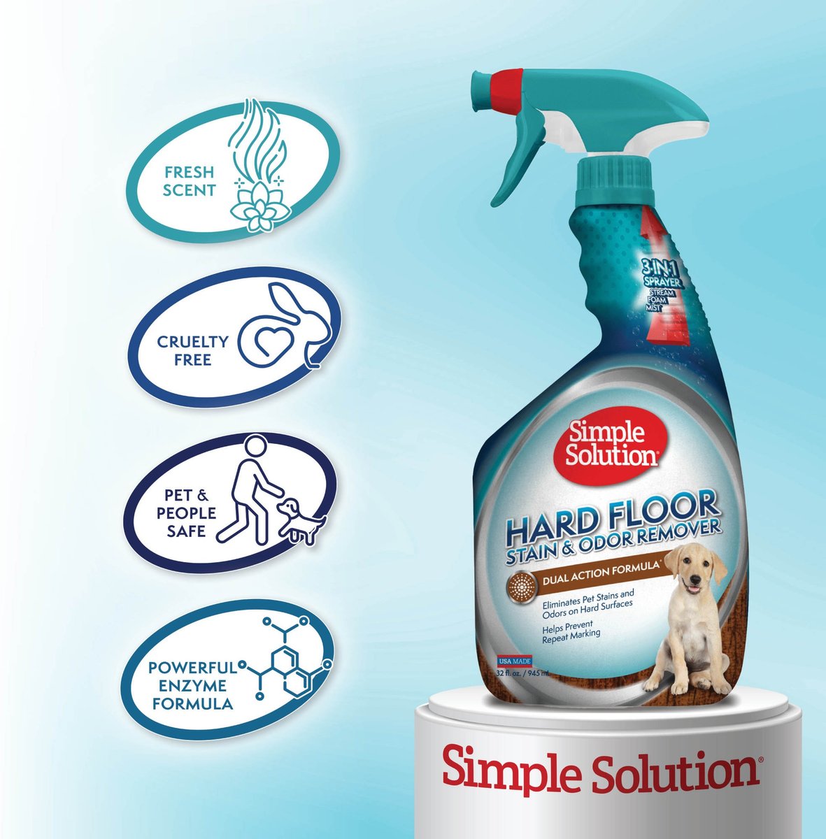 SIMPLE SOLUTION Hardfloors Stain & Odor Remover, 32-fl oz bottle ...