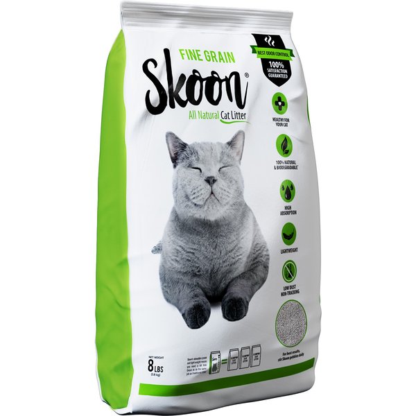 SKOON All Natural Fine-Grain Unscented Non-Clumping Cat Litter, 8-lb ...