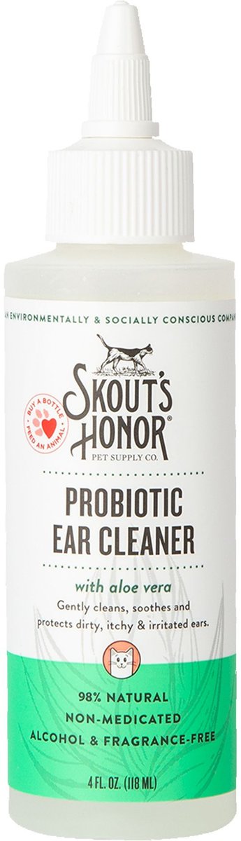 SKOUT'S HONOR Probiotic Cat Ear Cleaner, 4-fl oz bottle - Chewy.com