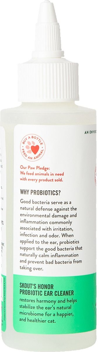 SKOUT'S HONOR Probiotic Cat Ear Cleaner, 4-fl oz bottle - Chewy.com