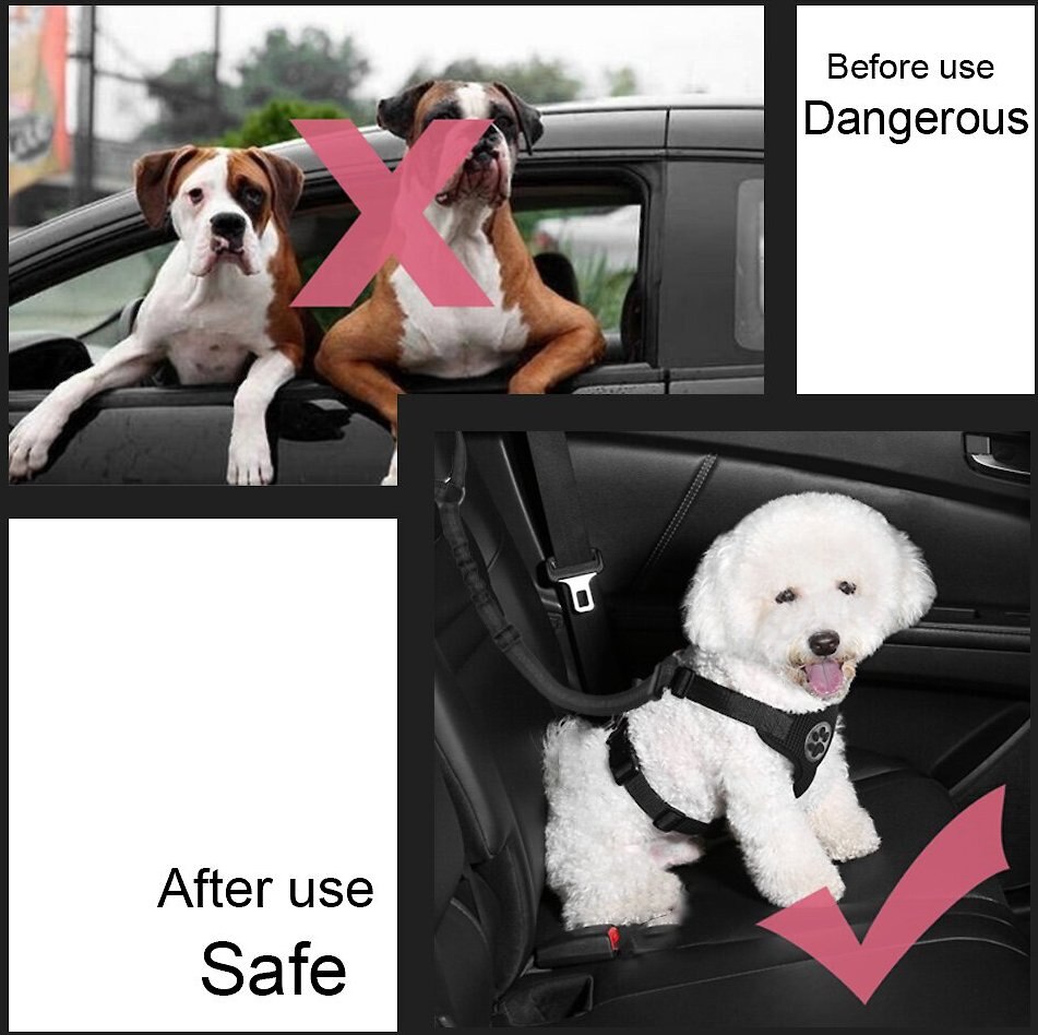 SLOWTON Adjustable Dog Car Headrest Restraint with Seat Belt, 2 count ...