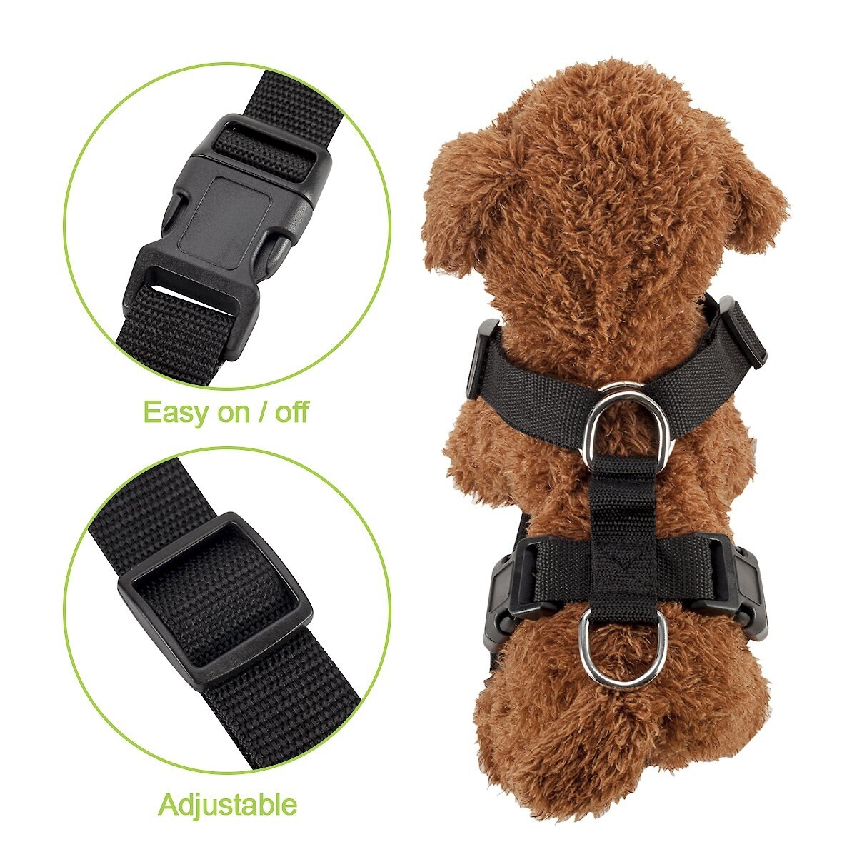SLOWTON Car Safety Dog Harness with Seat Belt, Black, Small: 18.5 to 21 ...