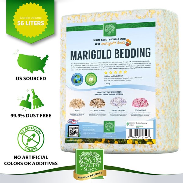 SMALL PET SELECT Natural Paper with Real Marigold Buds Small Pet Bedding, 56-L - Chewy.com