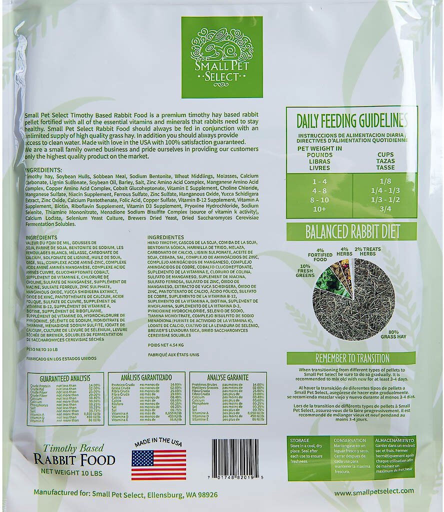 SMALL PET SELECT Timothy Based Pellets Rabbit Food, 10-lb box - Chewy.com